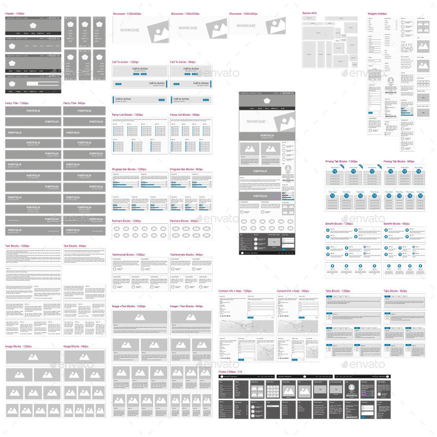 Wireframe Web Kit, Web Elements | GraphicRiver